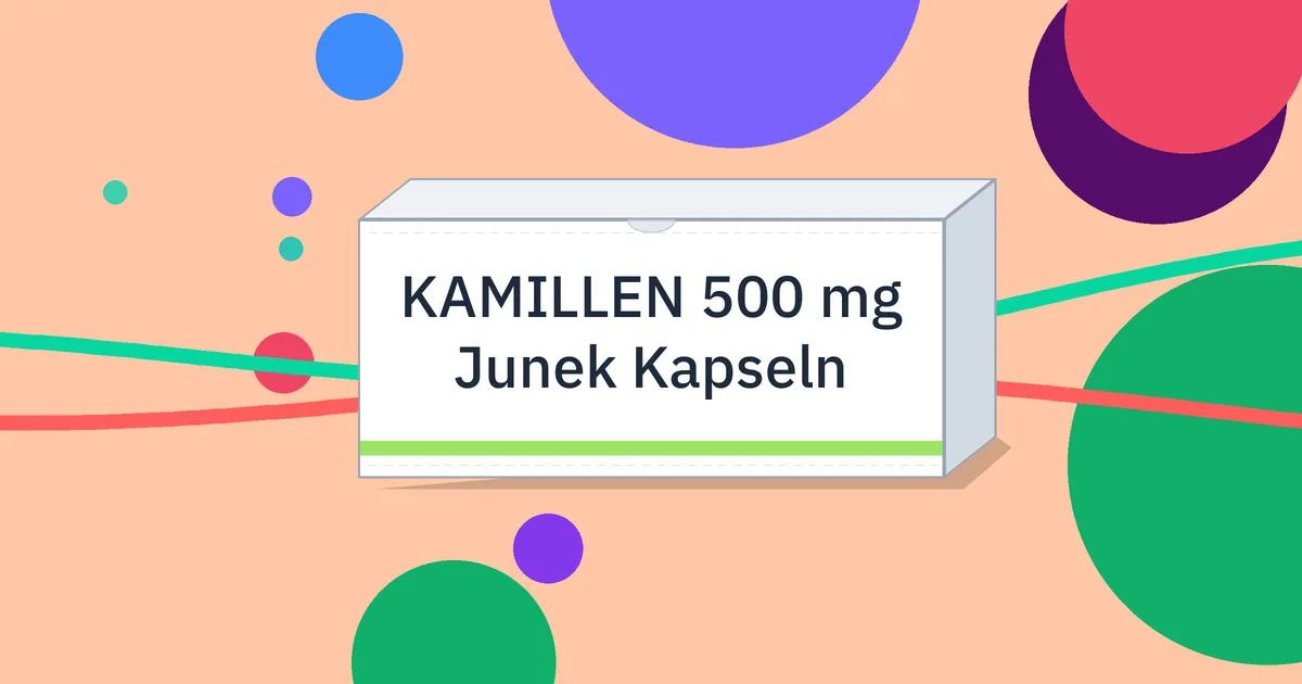 Symbolbild: Packung mit der Aufschrift KAMILLEN 500 mg Junek Kapseln (PZN 03547667) – Verfügbarkeit und Bezug in Apotheken in Frankfurt am Main