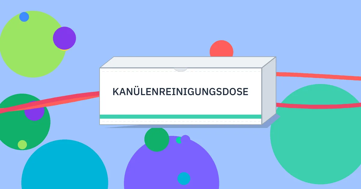 Symbolbild: Packung mit der Aufschrift KANÜLENREINIGUNGSDOSE (PZN 04770574) – Verfügbarkeit und Bezug in Apotheken in Frankfurt am Main