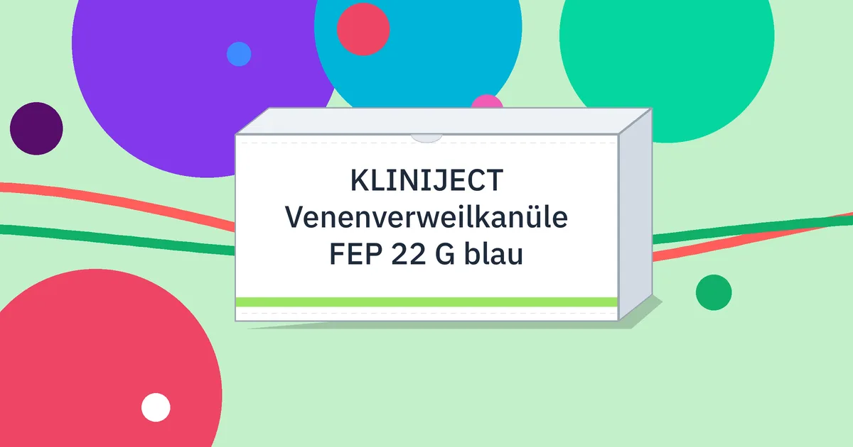 Symbolbild: Packung mit der Aufschrift KLINIJECT Venenverweilkanüle FEP 22 G blau (PZN 00367870) – Verfügbarkeit und Bezug in Apotheken in Frankfurt am Main