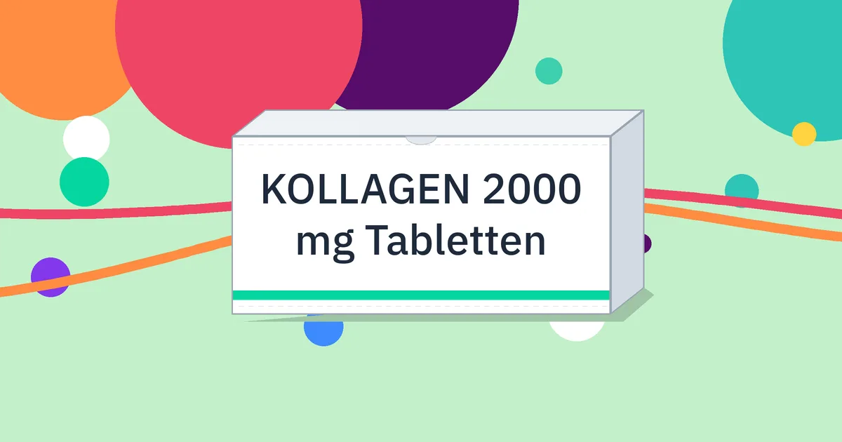 Symbolbild: Packung mit der Aufschrift KOLLAGEN 2000 mg Tabletten (PZN 20700716) – Verfügbarkeit und Bezug in Apotheken in Frankfurt am Main