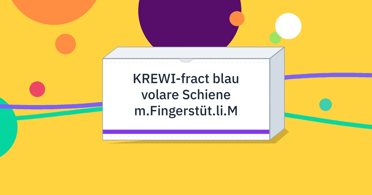 Symbolbild: Packung mit der Aufschrift KREWI-fract blau volare Schiene m.Fingerstüt.li.M (PZN 17299598) – Verfügbarkeit und Bezug in Apotheken in Frankfurt am Main