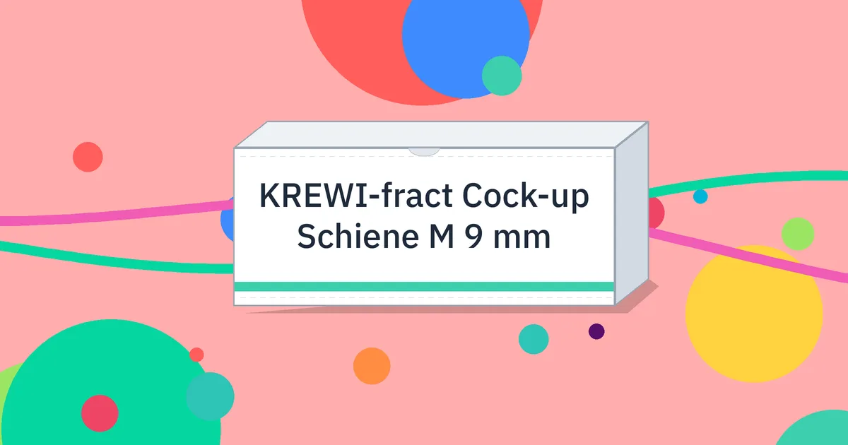 Symbolbild: Packung mit der Aufschrift KREWI-fract Cock-up Schiene M 9 mm (PZN 17300166) – Verfügbarkeit und Bezug in Apotheken in Frankfurt am Main