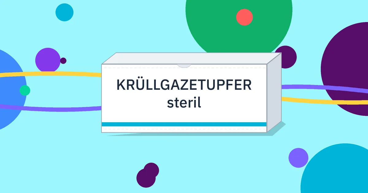 Symbolbild: Packung mit der Aufschrift KRÜLLGAZETUPFER steril (PZN 01723166) – Verfügbarkeit und Bezug in Apotheken in Frankfurt am Main