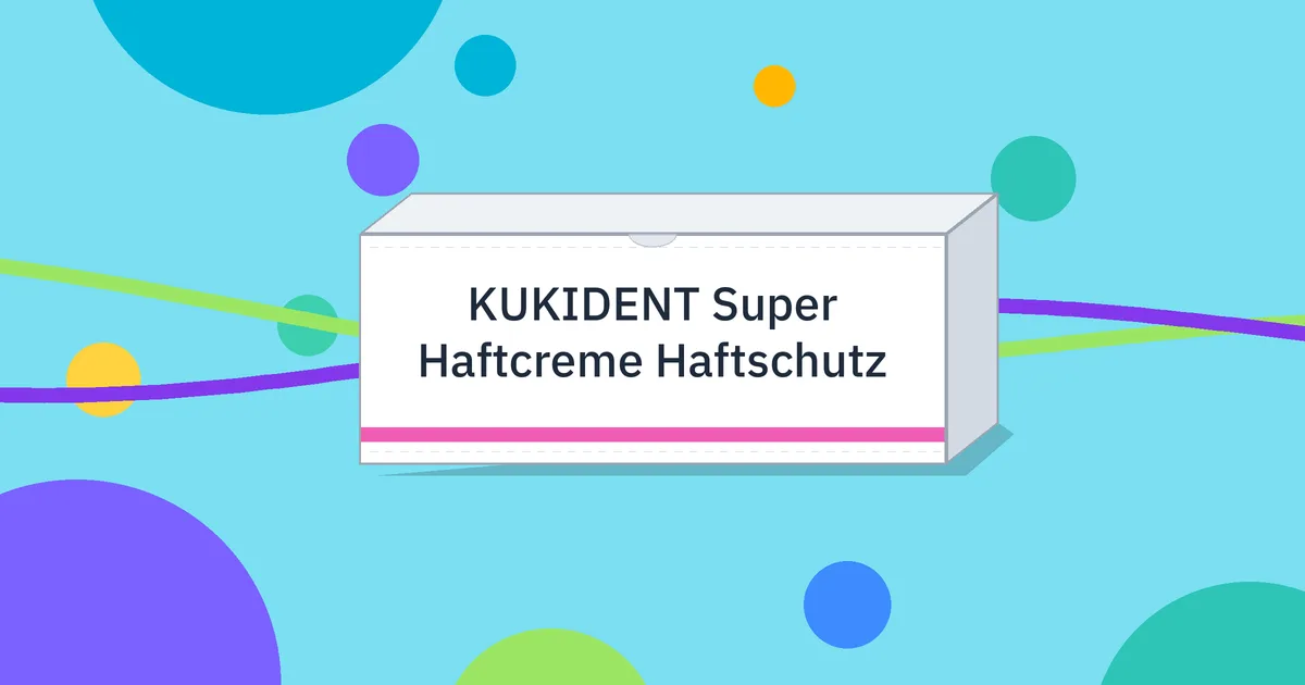 Symbolbild: Packung mit der Aufschrift KUKIDENT Super Haftcreme Haftschutz (PZN 00517499) – Verfügbarkeit und Bezug in Apotheken in Frankfurt am Main