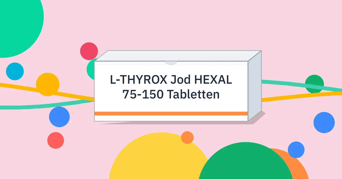 Symbolbild: Packung mit der Aufschrift L-THYROX Jod HEXAL 75-150 Tabletten (PZN 04116030) – Verfügbarkeit und Bezug in Apotheken in Frankfurt am Main