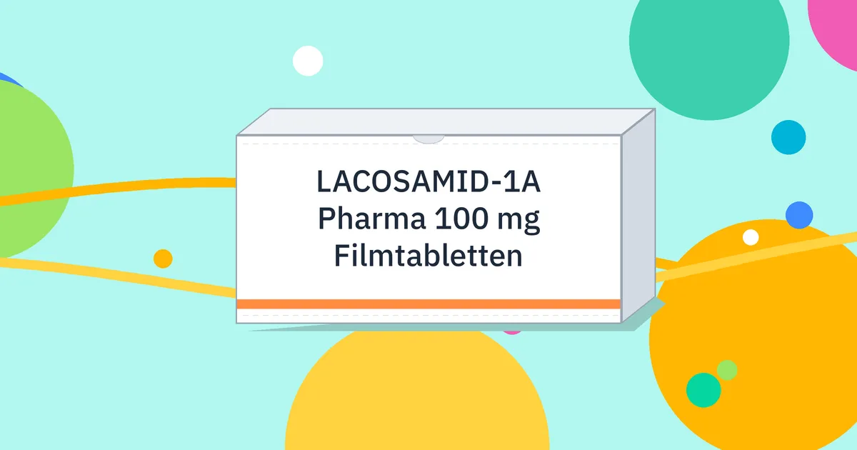 Symbolbild: Packung mit der Aufschrift LACOSAMID-1A Pharma 100 mg Filmtabletten (PZN 15235683) – Verfügbarkeit und Bezug in Apotheken in Frankfurt am Main