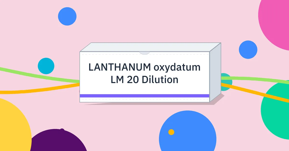 Symbolbild: Packung mit der Aufschrift LANTHANUM oxydatum LM 20 Dilution (PZN 13522303) – Verfügbarkeit und Bezug in Apotheken in Frankfurt am Main
