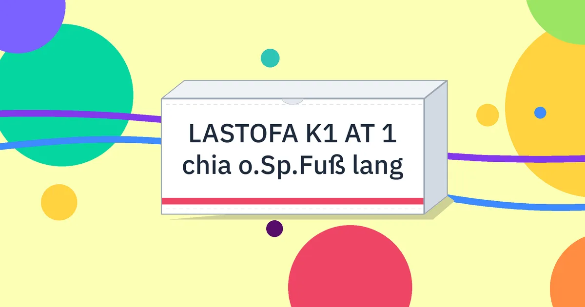 Symbolbild: Packung mit der Aufschrift LASTOFA K1 AT 1 chia o.Sp.Fuß lang (PZN 14150594) – Verfügbarkeit und Bezug in Apotheken in Frankfurt am Main