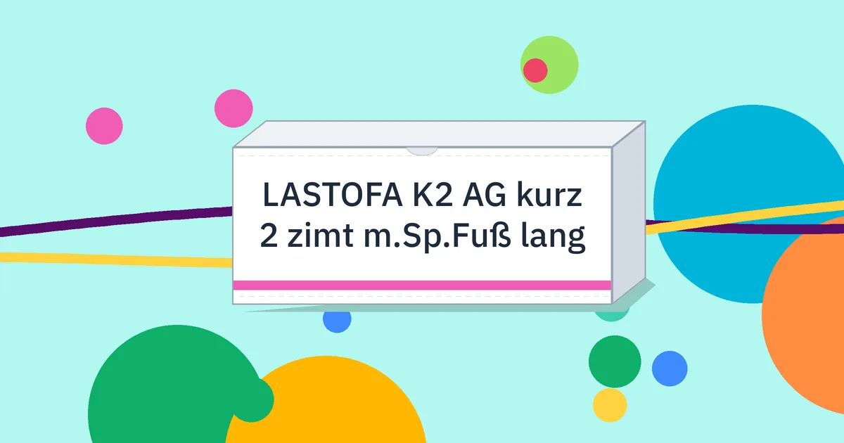 Symbolbild: Packung mit der Aufschrift LASTOFA K2 AG kurz 2 zimt m.Sp.Fuß lang (PZN 13803031) – Verfügbarkeit und Bezug in Apotheken in Frankfurt am Main
