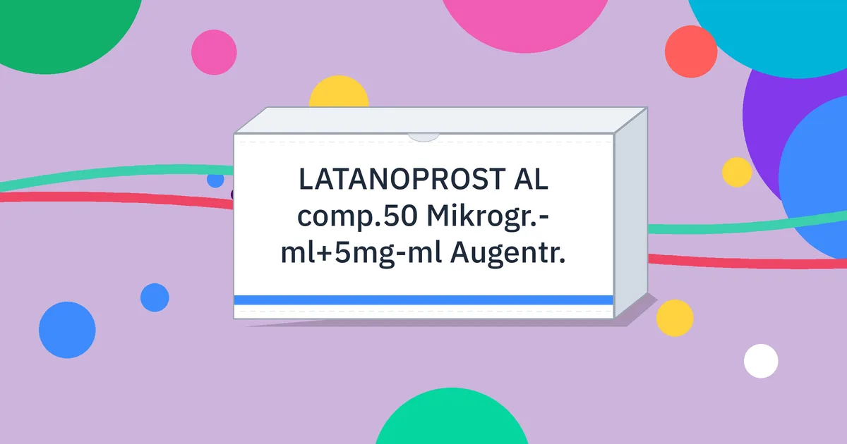 Symbolbild: Packung mit der Aufschrift LATANOPROST AL comp.50 Mikrogr.-ml+5mg-ml Augentr. (PZN 09297154) – Verfügbarkeit und Bezug in Apotheken in Frankfurt am Main