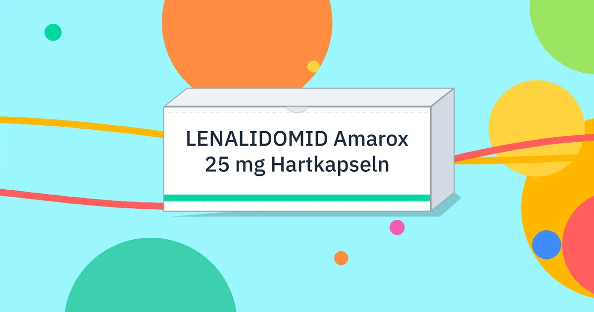 Symbolbild: Packung mit der Aufschrift LENALIDOMID Amarox 25 mg Hartkapseln (PZN 18181775) – Verfügbarkeit und Bezug in Apotheken in Frankfurt am Main