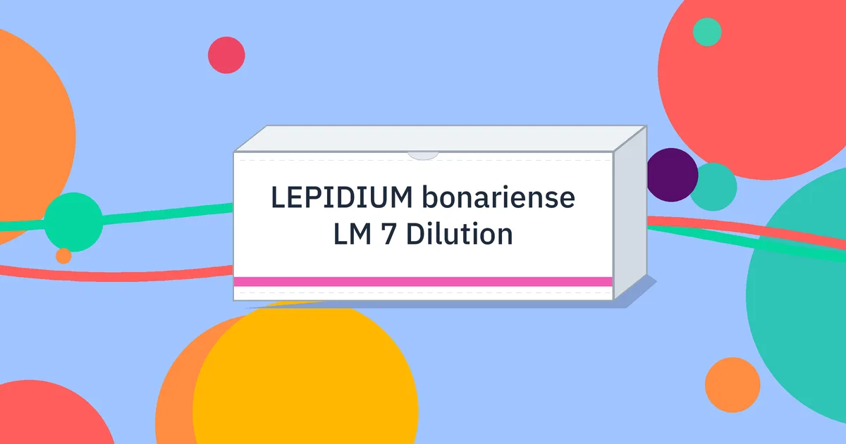 Symbolbild: Packung mit der Aufschrift LEPIDIUM bonariense LM 7 Dilution (PZN 13526287) – Verfügbarkeit und Bezug in Apotheken in Frankfurt am Main