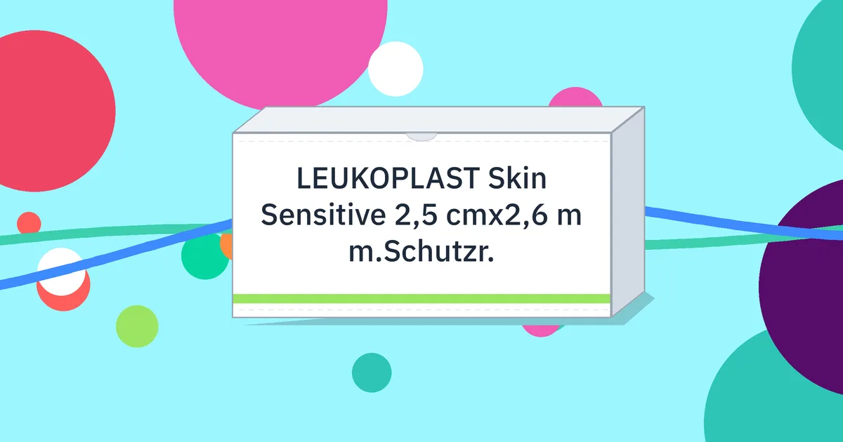 Symbolbild: Packung mit der Aufschrift LEUKOPLAST Skin Sensitive 2,5 cmx2,6 m m.Schutzr. (PZN 19883284) – Verfügbarkeit und Bezug in Apotheken in Frankfurt am Main