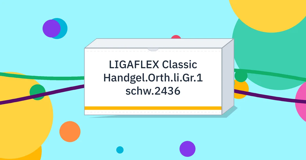Symbolbild: Packung mit der Aufschrift LIGAFLEX Classic Handgel.Orth.li.Gr.1 schw.2436 (PZN 03770974) – Verfügbarkeit und Bezug in Apotheken in Frankfurt am Main