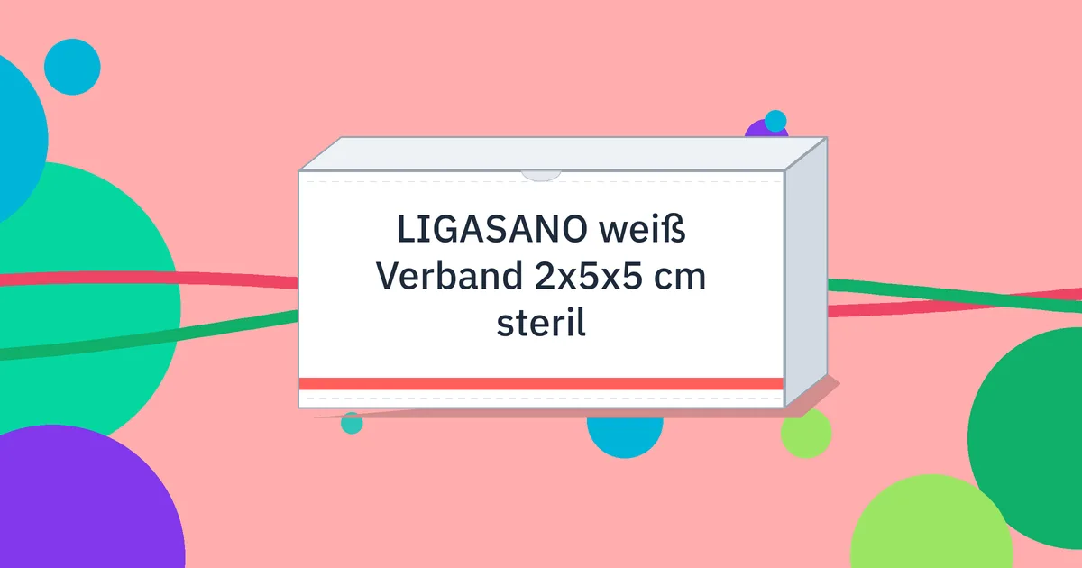 Symbolbild: Packung mit der Aufschrift LIGASANO weiß Verband 2x5x5 cm steril (PZN 17251261) – Verfügbarkeit und Bezug in Apotheken in Frankfurt am Main