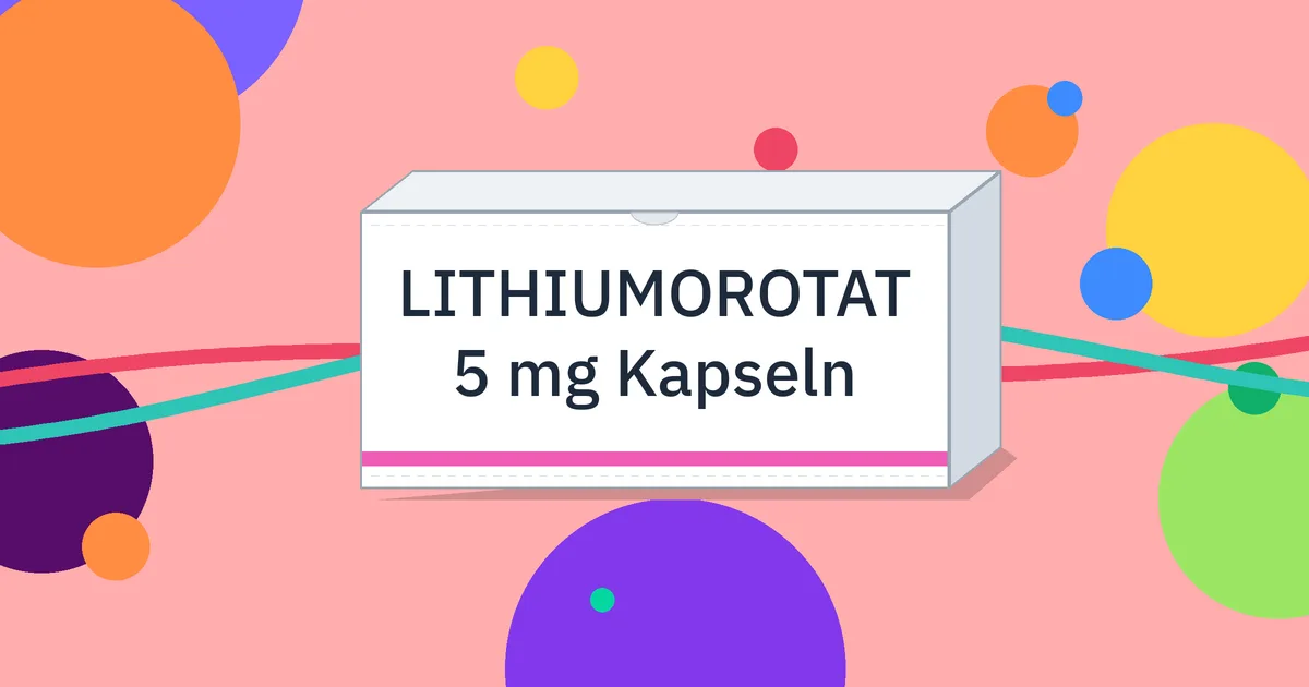 Symbolbild: Packung mit der Aufschrift LITHIUMOROTAT 5 mg Kapseln (PZN 20349526) – Verfügbarkeit und Bezug in Apotheken in Frankfurt am Main