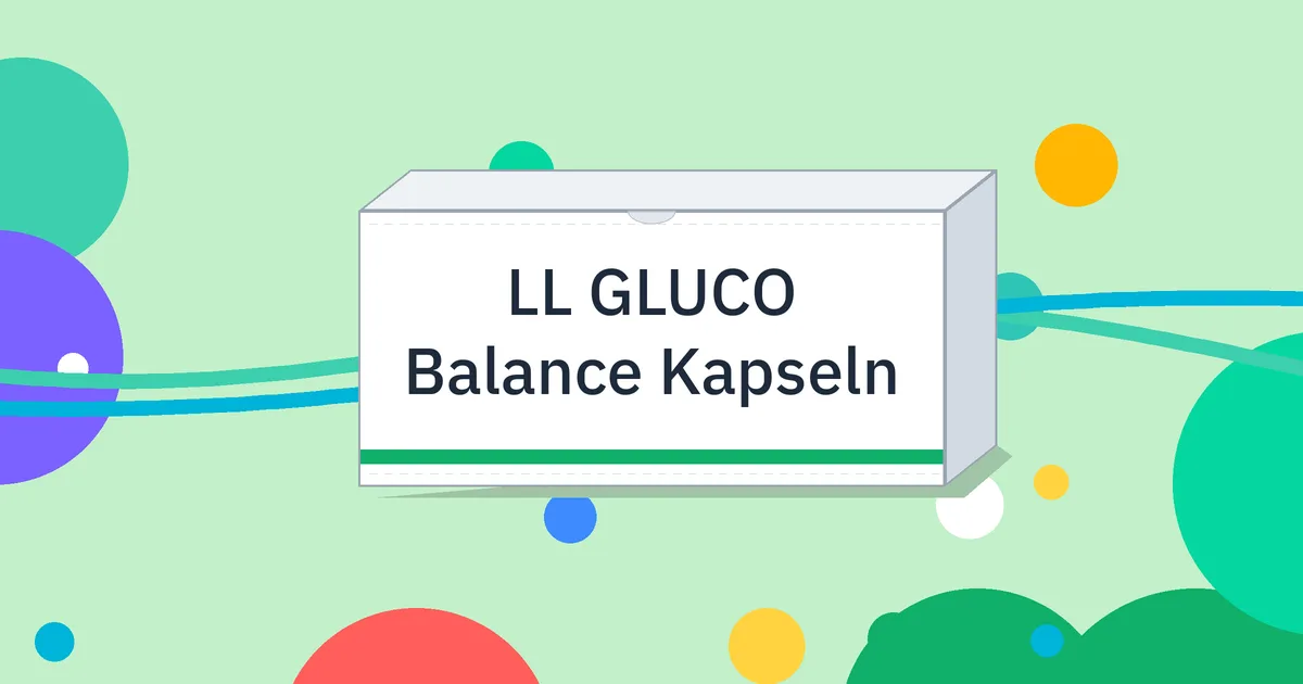 Symbolbild: Packung mit der Aufschrift LL GLUCO Balance Kapseln (PZN 19918930) – Verfügbarkeit und Bezug in Apotheken in Frankfurt am Main