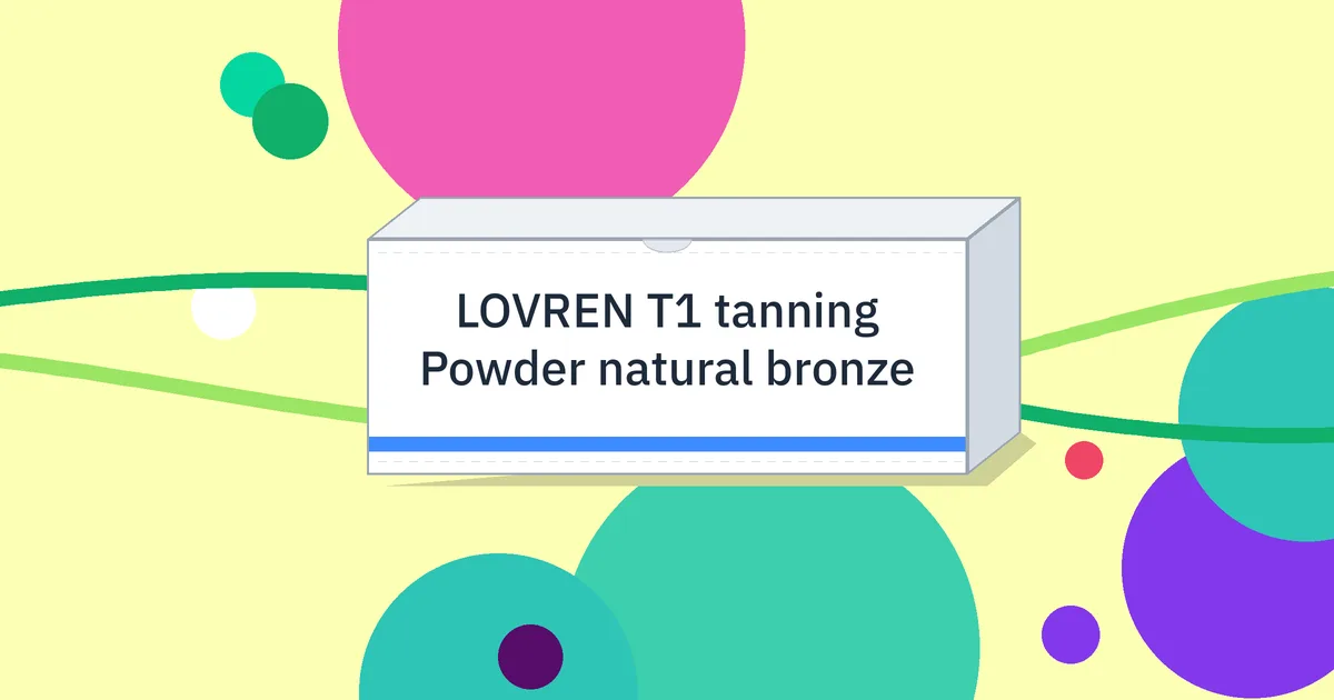 Symbolbild: Packung mit der Aufschrift LOVREN T1 tanning Powder natural bronze (PZN 20030983) – Verfügbarkeit und Bezug in Apotheken in Frankfurt am Main