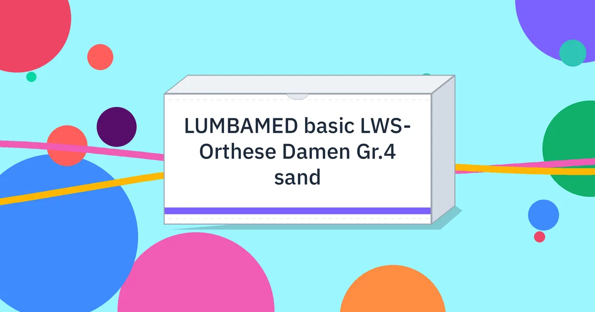 Symbolbild: Packung mit der Aufschrift LUMBAMED basic LWS-Orthese Damen Gr.4 sand (PZN 15314862) – Verfügbarkeit und Bezug in Apotheken in Frankfurt am Main