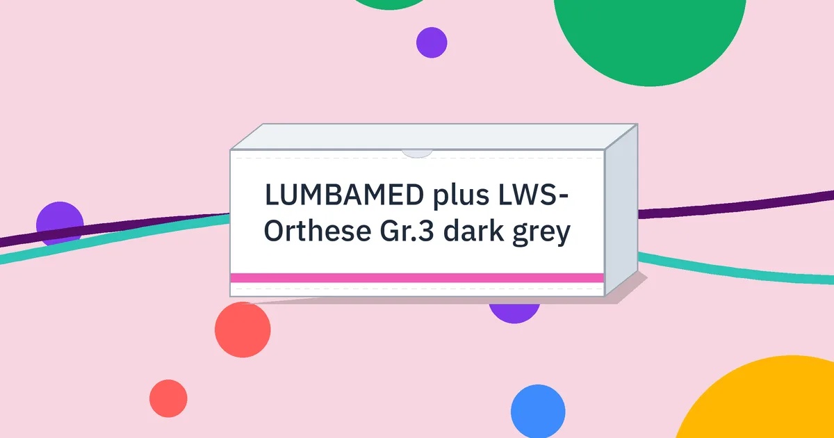 Symbolbild: Packung mit der Aufschrift LUMBAMED plus LWS-Orthese Gr.3 dark grey (PZN 20520262) – Verfügbarkeit und Bezug in Apotheken in Frankfurt am Main