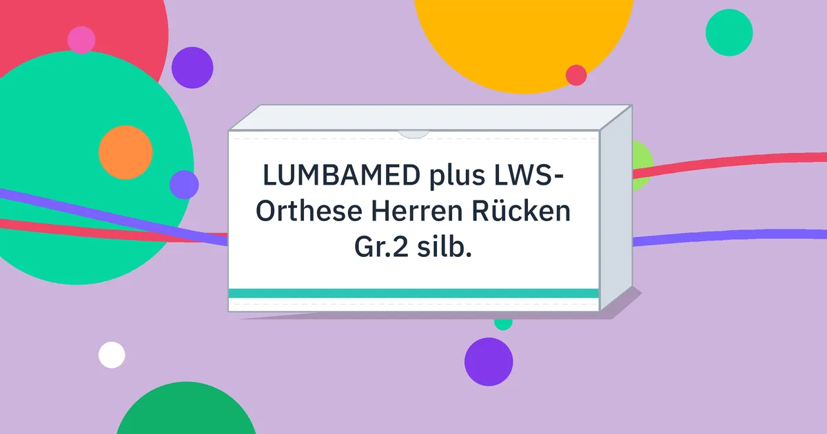 Symbolbild: Packung mit der Aufschrift LUMBAMED plus LWS-Orthese Herren Rücken Gr.2 silb. (PZN 18827792) – Verfügbarkeit und Bezug in Apotheken in Frankfurt am Main