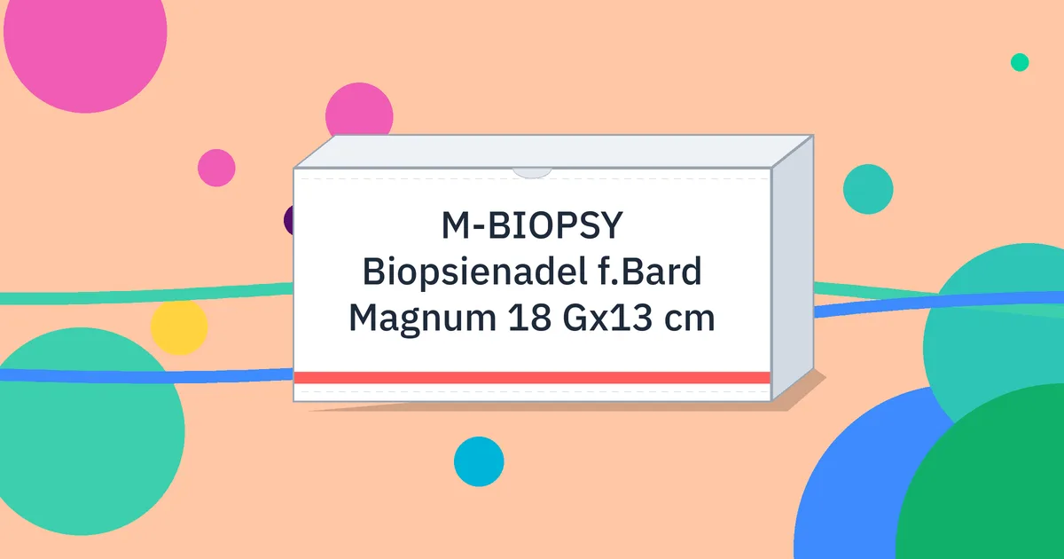 Symbolbild: Packung mit der Aufschrift M-BIOPSY Biopsienadel f.Bard Magnum 18 Gx13 cm (PZN 11285655) – Verfügbarkeit und Bezug in Apotheken in Frankfurt am Main