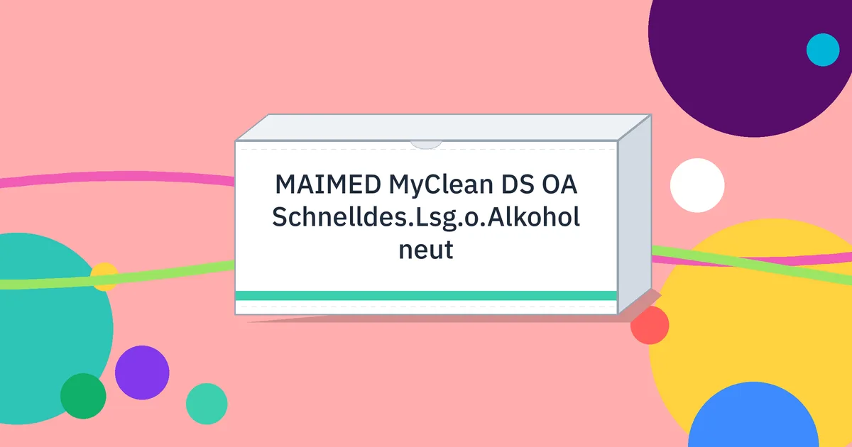 Symbolbild: Packung mit der Aufschrift MAIMED MyClean DS OA Schnelldes.Lsg.o.Alkohol neut (PZN 10305781) – Verfügbarkeit und Bezug in Apotheken in Frankfurt am Main