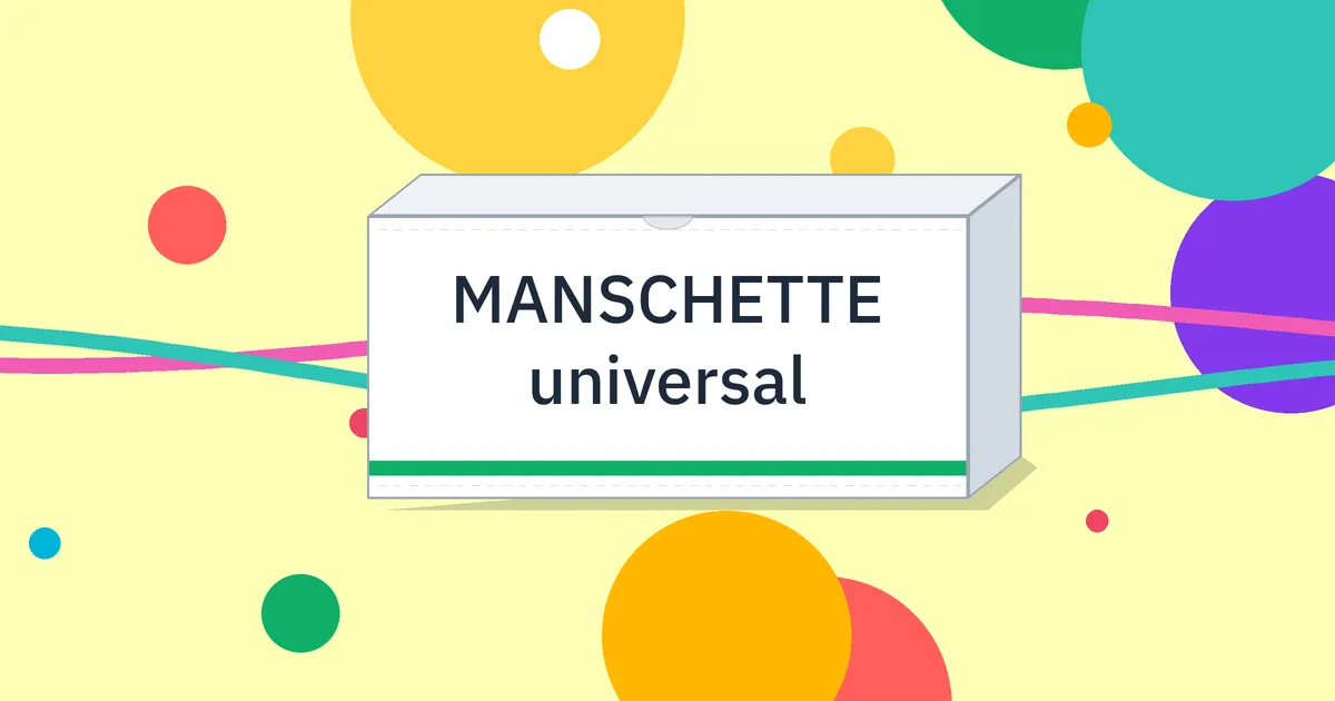 Symbolbild: Packung mit der Aufschrift MANSCHETTE universal (PZN 02399791) – Verfügbarkeit und Bezug in Apotheken in Frankfurt am Main