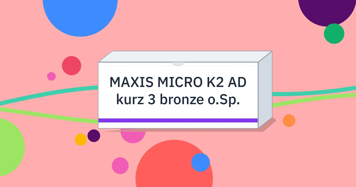 Symbolbild: Packung mit der Aufschrift MAXIS MICRO K2 AD kurz 3 bronze o.Sp. (PZN 17673542) – Verfügbarkeit und Bezug in Apotheken in Frankfurt am Main