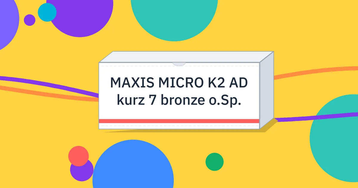 Symbolbild: Packung mit der Aufschrift MAXIS MICRO K2 AD kurz 7 bronze o.Sp. (PZN 17673588) – Verfügbarkeit und Bezug in Apotheken in Frankfurt am Main