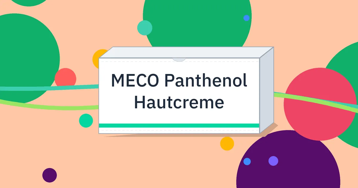 Symbolbild: Packung mit der Aufschrift MECO Panthenol Hautcreme (PZN 19370834) – Verfügbarkeit und Bezug in Apotheken in Frankfurt am Main