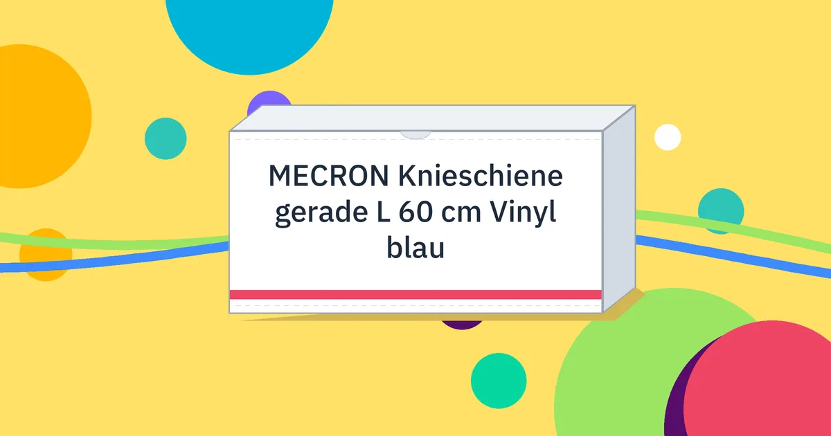 Symbolbild: Packung mit der Aufschrift MECRON Knieschiene gerade L 60 cm Vinyl blau (PZN 02906153) – Verfügbarkeit und Bezug in Apotheken in Frankfurt am Main