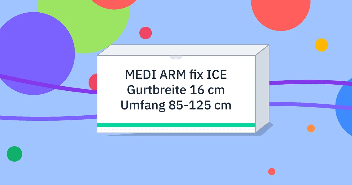 Symbolbild: Packung mit der Aufschrift MEDI ARM fix ICE Gurtbreite 16 cm Umfang 85-125 cm (PZN 19080757) – Verfügbarkeit und Bezug in Apotheken in Frankfurt am Main