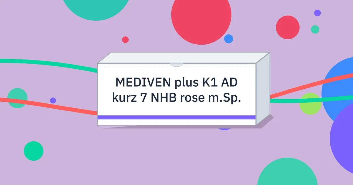 Symbolbild: Packung mit der Aufschrift MEDIVEN plus K1 AD kurz 7 NHB rose m.Sp. (PZN 15897958) – Verfügbarkeit und Bezug in Apotheken in Frankfurt am Main