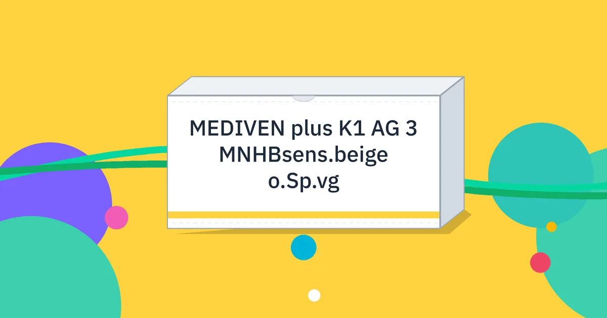 Symbolbild: Packung mit der Aufschrift MEDIVEN plus K1 AG 3 MNHBsens.beige o.Sp.vg (PZN 16071982) – Verfügbarkeit und Bezug in Apotheken in Frankfurt am Main