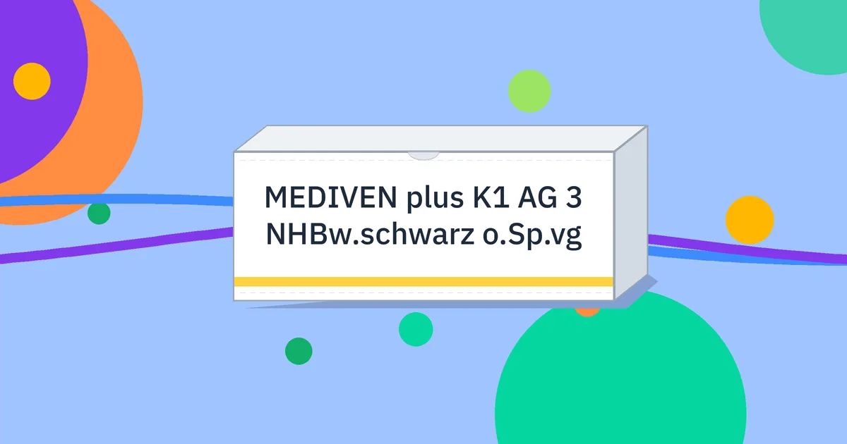 Symbolbild: Packung mit der Aufschrift MEDIVEN plus K1 AG 3 NHBw.schwarz o.Sp.vg (PZN 15924508) – Verfügbarkeit und Bezug in Apotheken in Frankfurt am Main