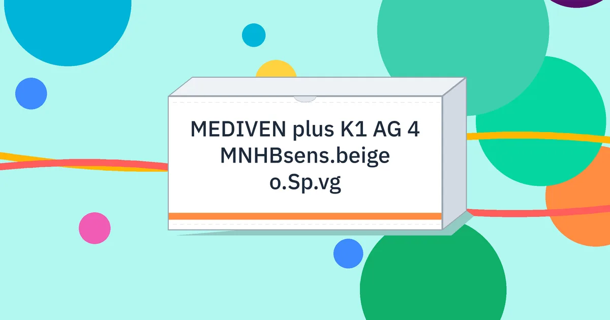 Symbolbild: Packung mit der Aufschrift MEDIVEN plus K1 AG 4 MNHBsens.beige o.Sp.vg (PZN 16072007) – Verfügbarkeit und Bezug in Apotheken in Frankfurt am Main