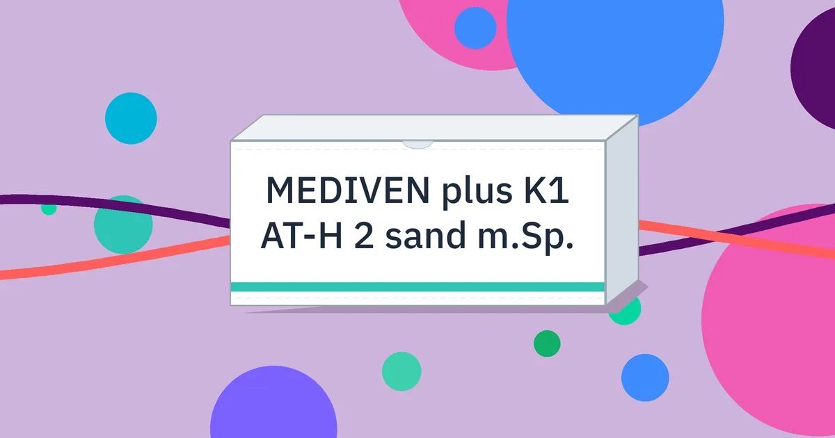 Symbolbild: Packung mit der Aufschrift MEDIVEN plus K1 AT-H 2 sand m.Sp. (PZN 18933152) – Verfügbarkeit und Bezug in Apotheken in Frankfurt am Main