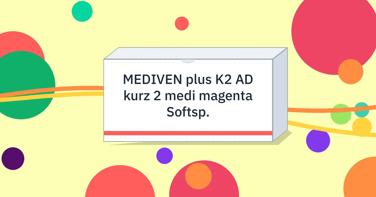 Symbolbild: Packung mit der Aufschrift MEDIVEN plus K2 AD kurz 2 medi magenta Softsp. (PZN 15097353) – Verfügbarkeit und Bezug in Apotheken in Frankfurt am Main