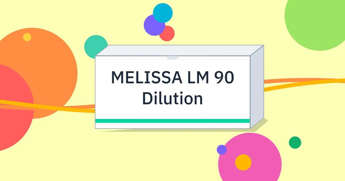 Symbolbild: Packung mit der Aufschrift MELISSA LM 90 Dilution (PZN 12947615) – Verfügbarkeit und Bezug in Apotheken in Frankfurt am Main