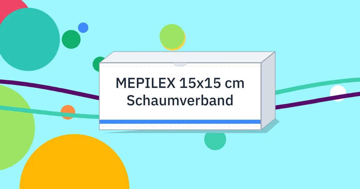 Symbolbild: Packung mit der Aufschrift MEPILEX 15x15 cm Schaumverband (PZN 13581429) – Verfügbarkeit und Bezug in Apotheken in Frankfurt am Main