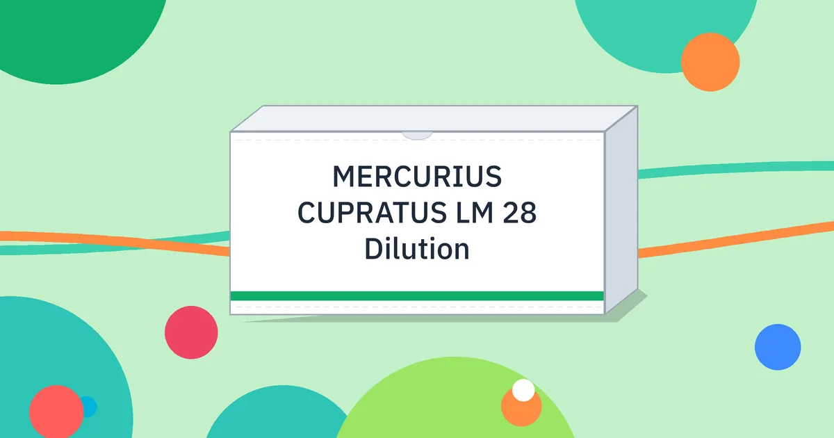 Symbolbild: Packung mit der Aufschrift MERCURIUS CUPRATUS LM 28 Dilution (PZN 12950592) – Verfügbarkeit und Bezug in Apotheken in Frankfurt am Main