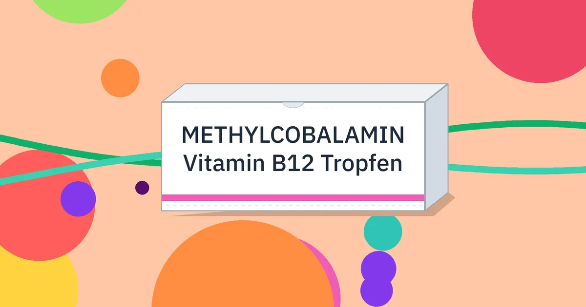 Symbolbild: Packung mit der Aufschrift METHYLCOBALAMIN Vitamin B12 Tropfen (PZN 10311161) – Verfügbarkeit und Bezug in Apotheken in Frankfurt am Main