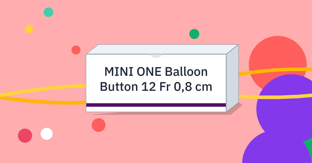 Symbolbild: Packung mit der Aufschrift MINI ONE Balloon Button 12 Fr 0,8 cm (PZN 14341667) – Verfügbarkeit und Bezug in Apotheken in Frankfurt am Main