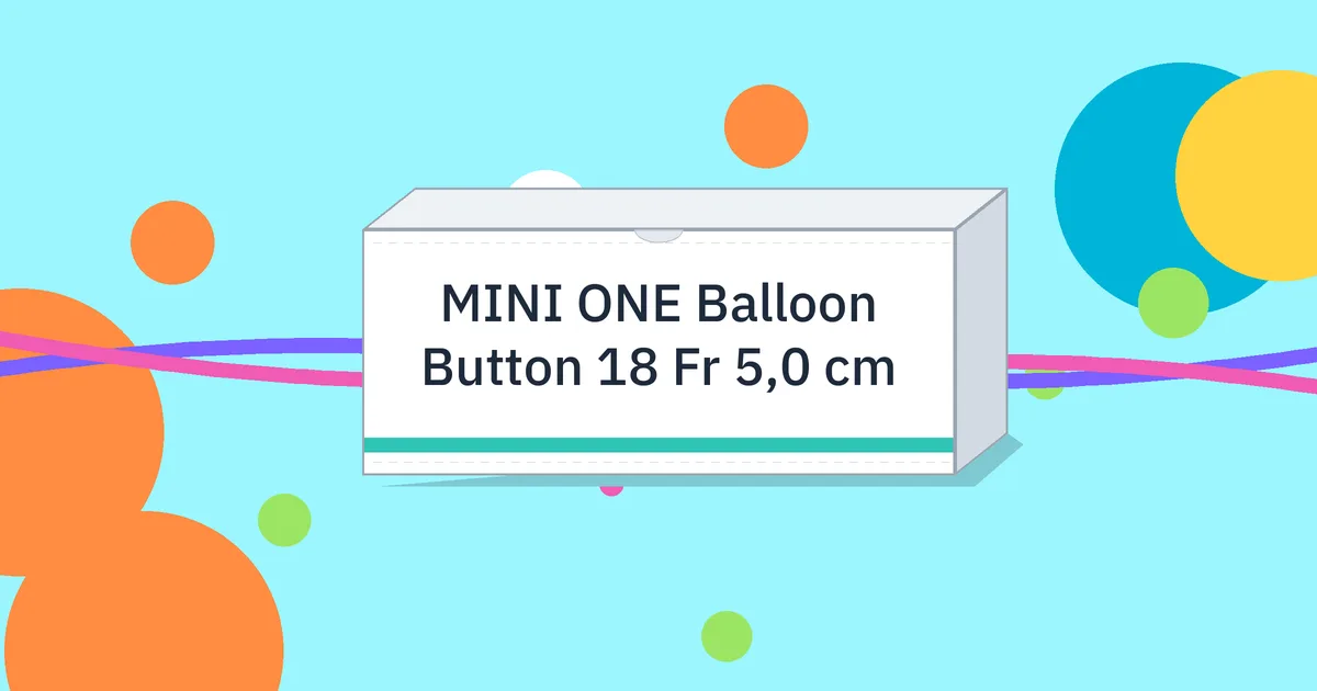 Symbolbild: Packung mit der Aufschrift MINI ONE Balloon Button 18 Fr 5,0 cm (PZN 14342307) – Verfügbarkeit und Bezug in Apotheken in Frankfurt am Main