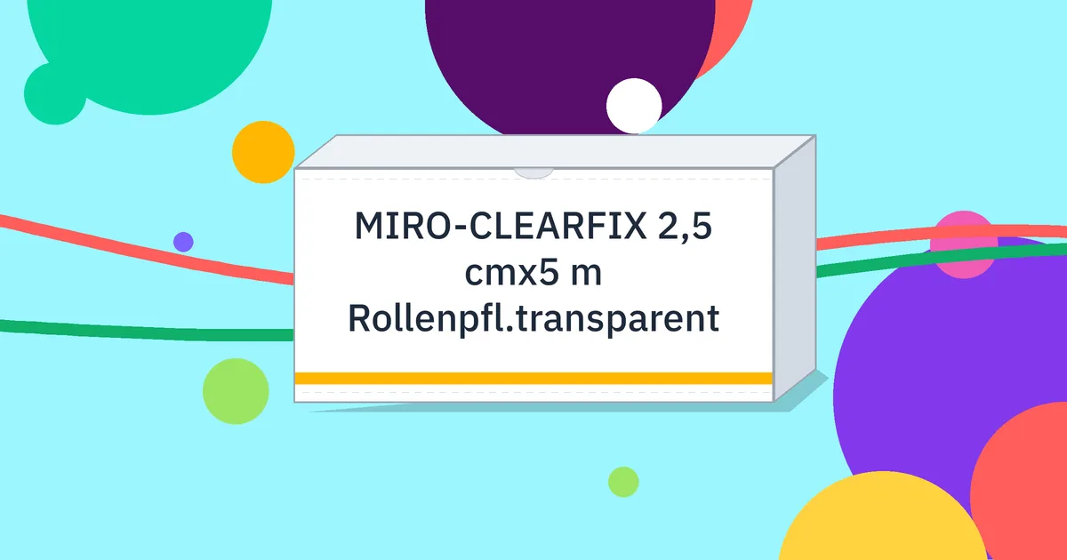 Symbolbild: Packung mit der Aufschrift MIRO-CLEARFIX 2,5 cmx5 m Rollenpfl.transparent (PZN 17962772) – Verfügbarkeit und Bezug in Apotheken in Frankfurt am Main