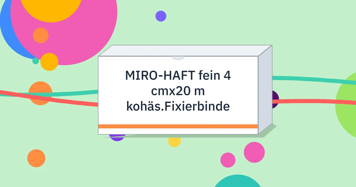 Symbolbild: Packung mit der Aufschrift MIRO-HAFT fein 4 cmx20 m kohäs.Fixierbinde (PZN 06854499) – Verfügbarkeit und Bezug in Apotheken in Frankfurt am Main