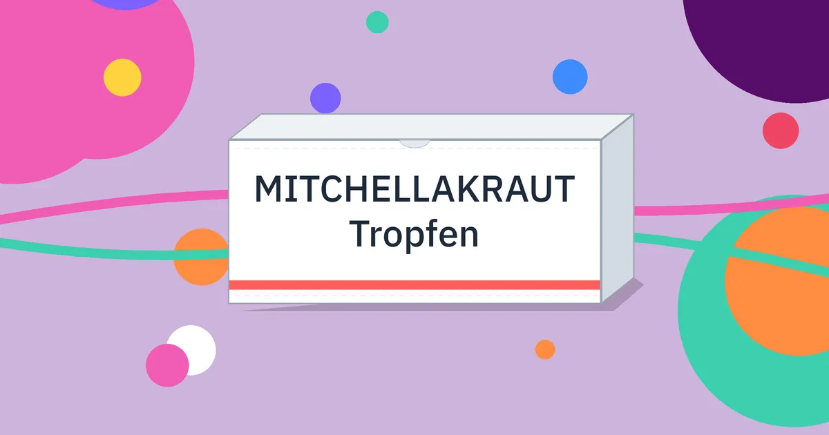 Symbolbild: Packung mit der Aufschrift MITCHELLAKRAUT Tropfen (PZN 12495768) – Verfügbarkeit und Bezug in Apotheken in Frankfurt am Main