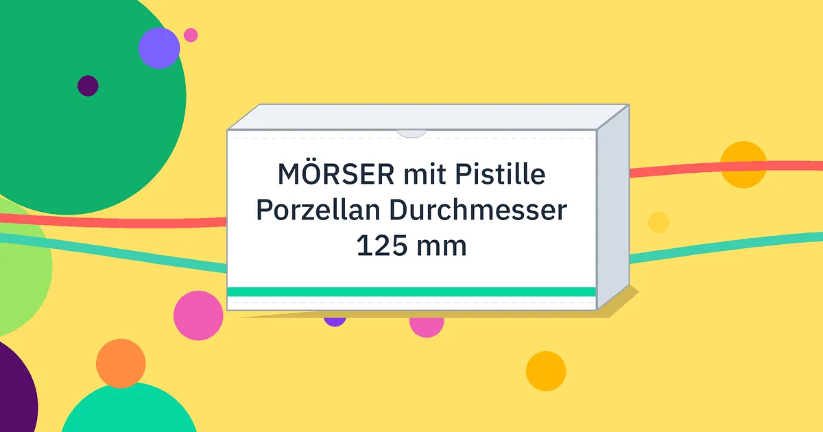 Symbolbild: Packung mit der Aufschrift MÖRSER mit Pistille Porzellan Durchmesser 125 mm (PZN 00908314) – Verfügbarkeit und Bezug in Apotheken in Frankfurt am Main