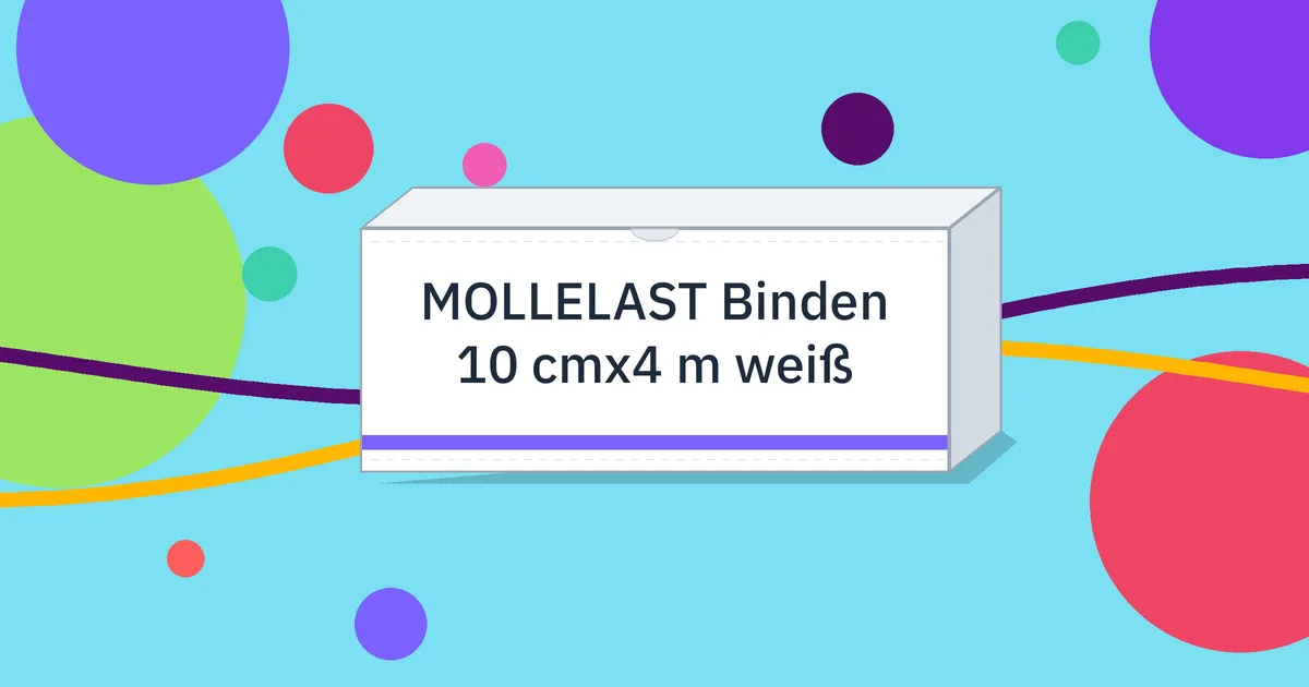Symbolbild: Packung mit der Aufschrift MOLLELAST Binden 10 cmx4 m weiß (PZN 05490523) – Verfügbarkeit und Bezug in Apotheken in Frankfurt am Main
